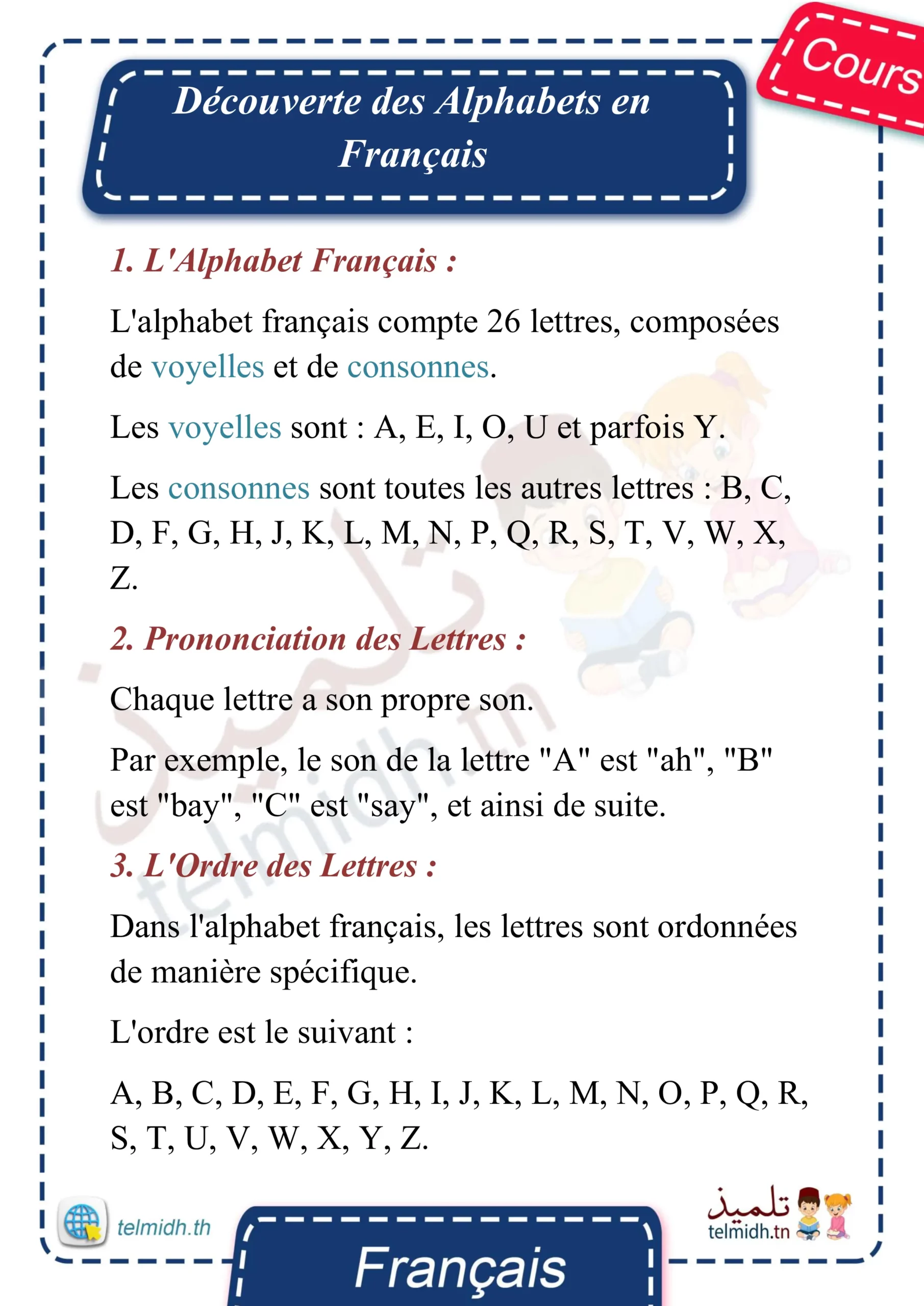 Découverte des Alphabets en Français - Telmidh
