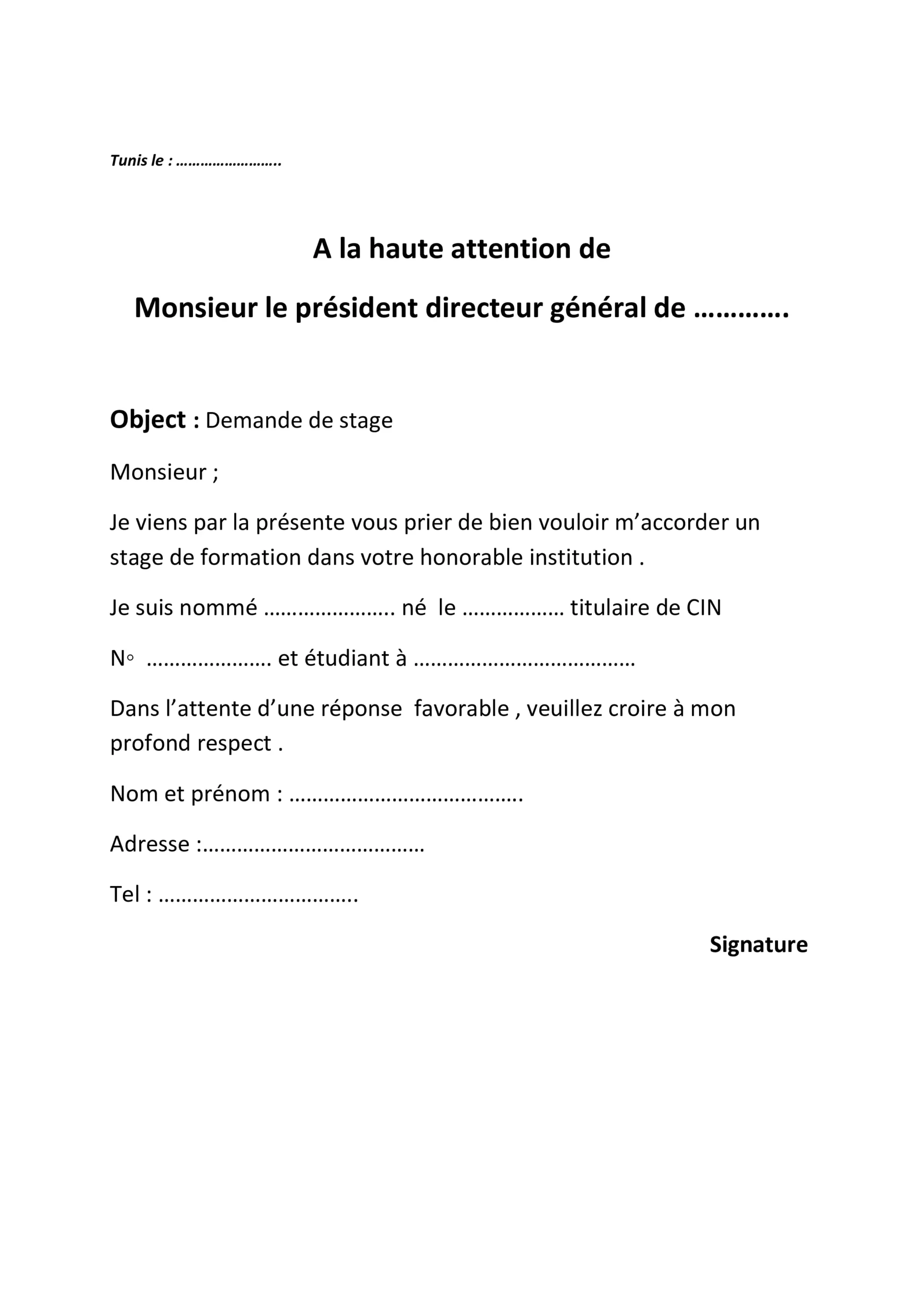 Demande de stage - Telmidh